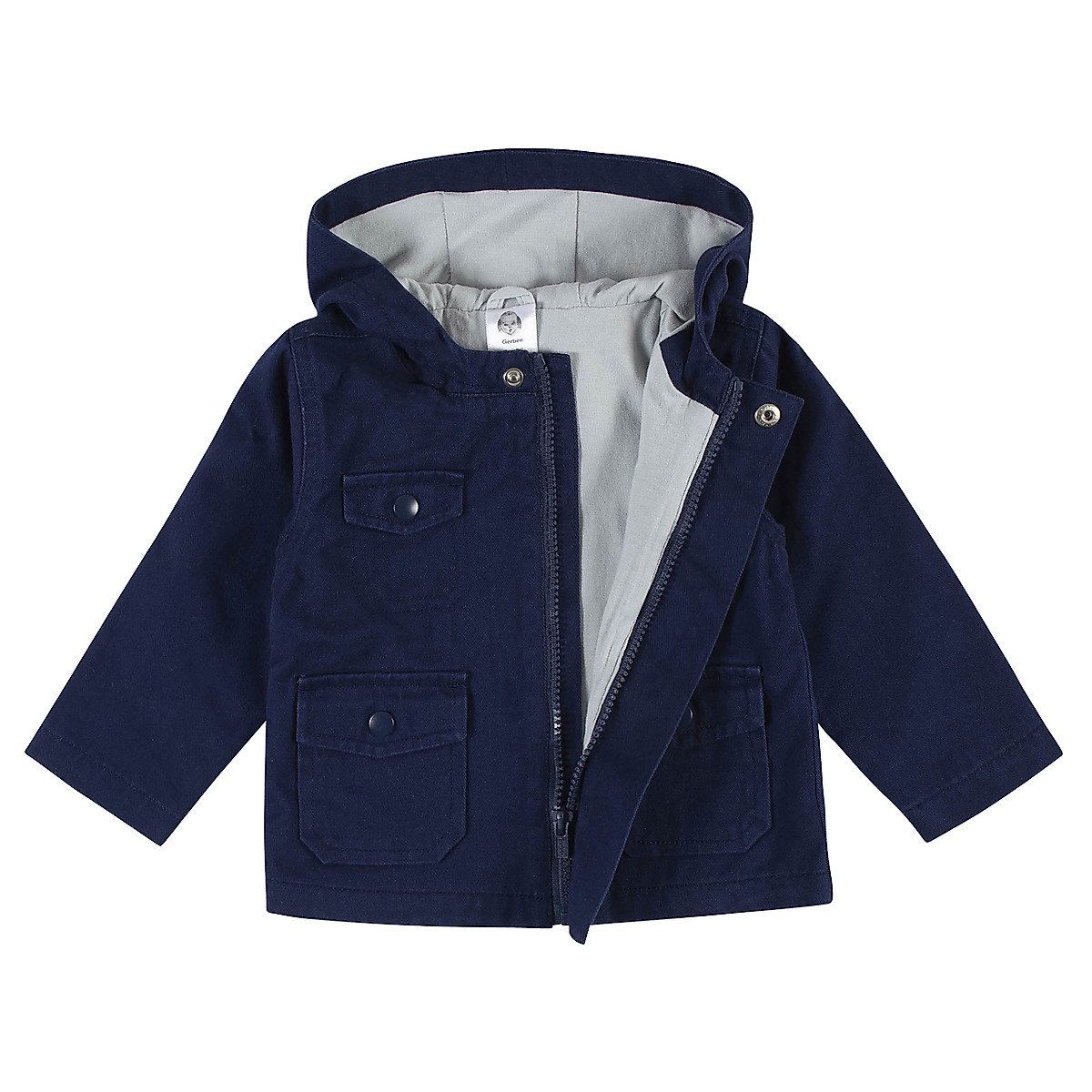 Gerber Baby Hooded Cotton Twill Utility Jacket, Navy, 18 Months