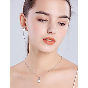 Michooyel 925 Sterling Silver Opal Pendant Necklace Teardrop Birthstone Infinity Necklace for Women 18"