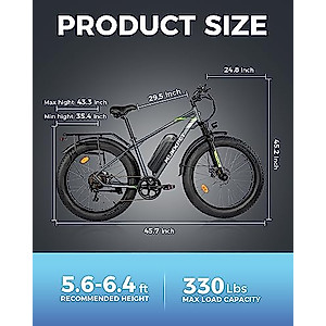 Mukkpet Suburban 750W Electric Bike for Adults, 25MPH Ebike, 26'' Fat Tire Electric Mountain Bikes 48V 15AH BMS Removable Battery Electric Bicycles