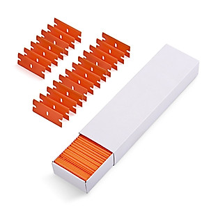 EHDIS Plastic Razor Blades 100 PCS Double Edged Plastic Blade for Safety Glass Scraper and Plastic Razor Scraper Tool for Remove Decals Stickers Adhesive Label Glue and Glass Clean-Orange
