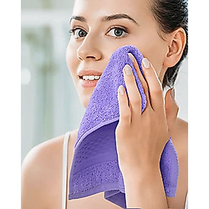 Cleanbear Hand Towels and Washcloths Set, 6 Hand Towel 6 Wash Cloths with Assorted Colors, Ultra Soft Bathroom Towels Set