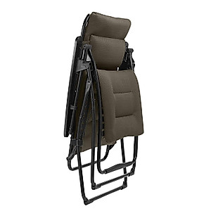 Lafuma Futura Air Comfort Zero Gravity Chair XL Series Outdoor Lounge Relaxation with Headrest, Cushion, Footrest and Foot Glides, Taupe Gray