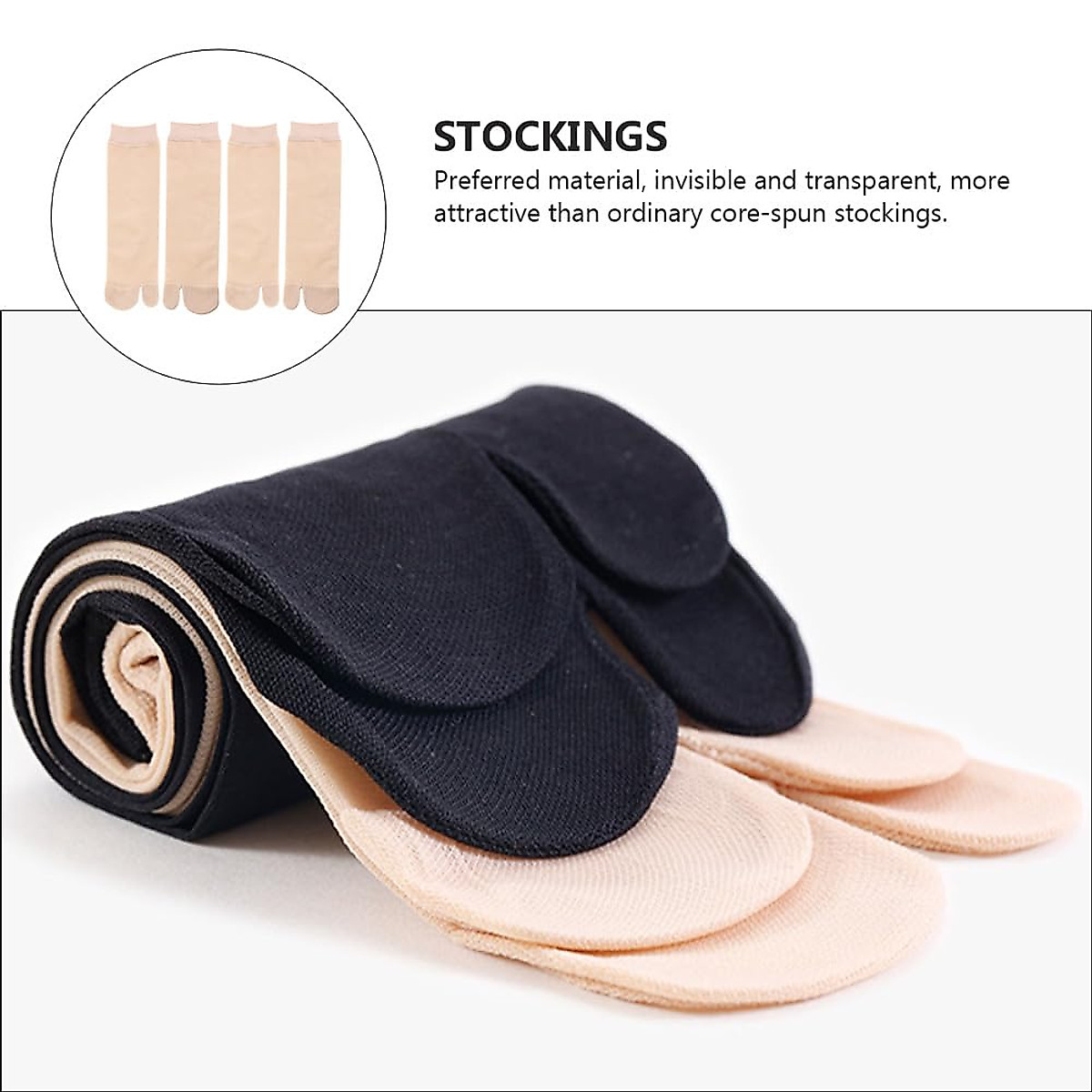 Happyyami 2 Pairs Summer Mid-Tube Silk Stockings for Women - Lightweight and Breathable Two-Toed Socks in Free Size