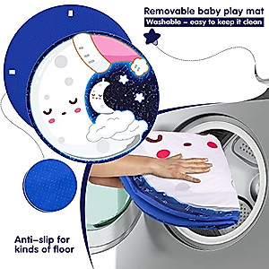 Baby Play Mat - Baby Gym Washable Baby Mat Covers Baby Activity Play Mat with 6 Toys,Thicker Non-Slip Tummy Time Mat for Infants Baby Registry Search