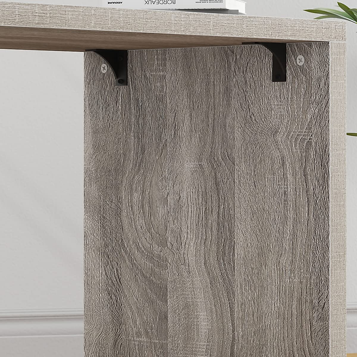 HSH 360° Rotating L Shaped Computer Desk with 3 Drawers and 2 Shelves, Home Office Swivel Desk for Work Writing Study Gaming, Reversible Wood Corner Desk with Storage Cabinet, Light Grey Oak, 55 Inch