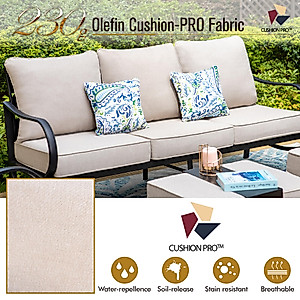 PHI VILLA Patio Conversation Set for 2, Deluxe Outdoor Patio Set with 2 C-Base Padded Sofa Chair