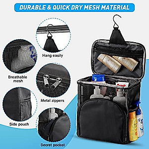 4 Pcs Portable Shower Caddy Set Quick Dry with Metal Hook Hanging Shower Bag Portable Toiletry Tote Gym Bag Breathable Mesh Shower Caddy Hanging Mesh Zipper Organizer Bag for Gym Dorm Bathroom