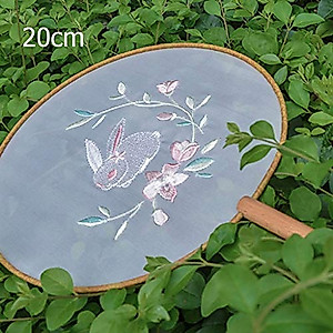 RAZZUM Decorative Folding Fans Handheld Fans Chinese Style Classical Embroidery Silk Round Palace Fan Female Long Handle Ancient Dance Fan for Wall Decoration Gift Hand Fan Fan