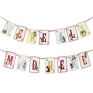Talking Tables 3m Alice in Wonderland Party Decorations, Reversible Afternoon Tea Party Mad Hatter Paper Bunting, Double-Sided Garland for Onederland First Birthday Party, Baby Shower | Wedding