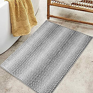Abilliongo Bath Mat, Gray Bath Rug for Bathroom Non Slip Bathroom Rug Machine Washable Plush Water Absorbent Bathroom Mat Rugs(20"×32")