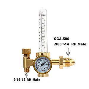 Argon Regulator,Flow Meter Gas Regulator Gauge for Mig Tig Weld,0-25lpm CGA-580 Copper Welding Gas Regulators Accessory