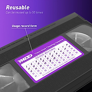 YHDD VCR Head Cleaner Tape for VHS/VCR Players, Dry Type Reusable Video Head Cleaner