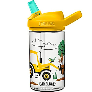 CamelBak Eddy+ 14 oz Kids Water Bottle with Tritan Renew – Straw Top, Leak-Proof When Closed, Tractors & Trees
