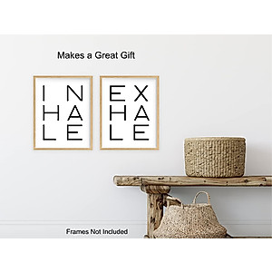 Inhale Exhale Wall Art - Zen Inspirational Meditation Wall Art Print - Unframed Typography - Spiritual Gift for Meditation Fans - Great for Bedroom, Yoga Studio - Chic Home Decor - 8x10 Print