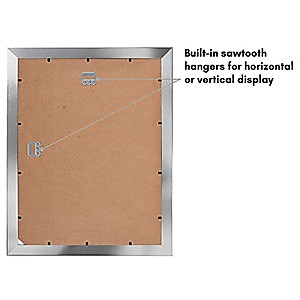Americanflat 11x14 Picture Frame with Polished Crystal-Clear Glass - Use as 8x10 Frame with Mat or 11x14 Frame Without Mat - Signature Collection - Photo Frame for Wall Display - Silver