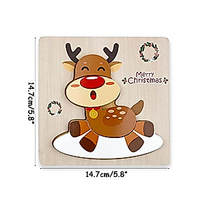 Anditoy 4 Pack Christmas Wooden Puzzles for Kids Toddlers Christmas Toys Christmas Stocking Stuffers Party Favors Gifts