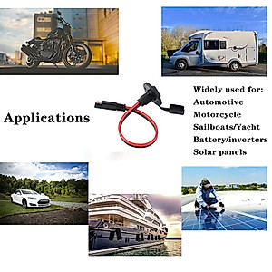Weatherproof SAE Quick Disconnect 12 AWG SAE Extension Cable Power Socket Sidewall Port for Solar Generator Battery Charger 1 FT #2 Pack
