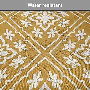 Lunarable Mosaic Chair Seating Cushion Set of 4, Traditional Portuguese Azulejo Motif in Turkish Moroccan Bohemian Effects, Anti-Slip Seat Padding for Kitchen & Patio, 16"x16", Pale Coffee and White