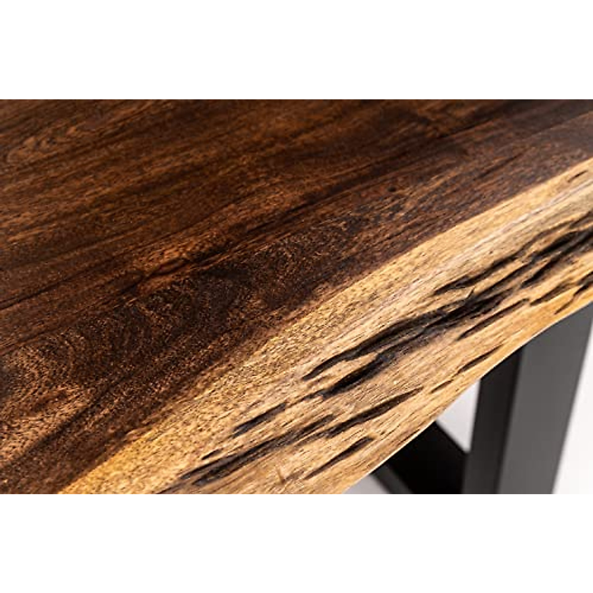 Limari Home Brylee Collection Modern Style Live Edge Solid Acacia Wood Top 6 Persons Dining Table with Metal U-Legs, Brown