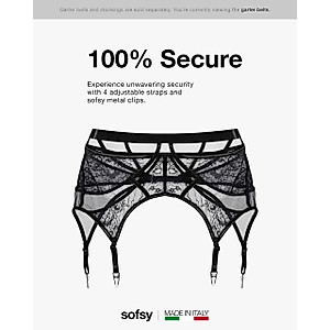 sofsy Adjustable Waist Garter Belt Women Plus Size | Retro Lace Black Lingerie with 4-Strap Metal Clips Stockings Set for Wedding - XL