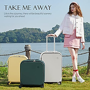 Luggage Suitcase with Spinner Wheels, 24'' Checked Travel Luggage Aluminum Frame PC Hardside with TSA Lock & Cover-Lark Yellow