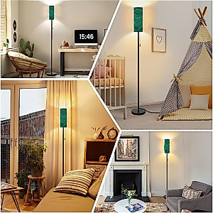RZNTJHUINA Modern Standing Lamps Vintage Rustic Palm Pattern Minimalist Floor Lamp Metal Pole Lamp with Linen Lampshade for Bedroom Living Room Office Nursery Reading Beach House Decor Foot Switch