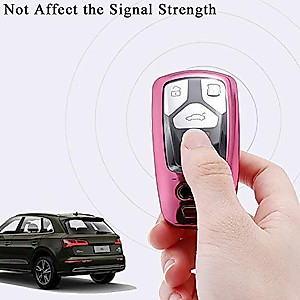 SANRILY 1Pcs Sparkling Bling Key Fob Cover Case for Audi A4 Q7 Q5 TT A5 A6 SQ5 R8 S4 S5 Keyless Entry Remote Key Holder Samrt Key Protector with Keychain Black