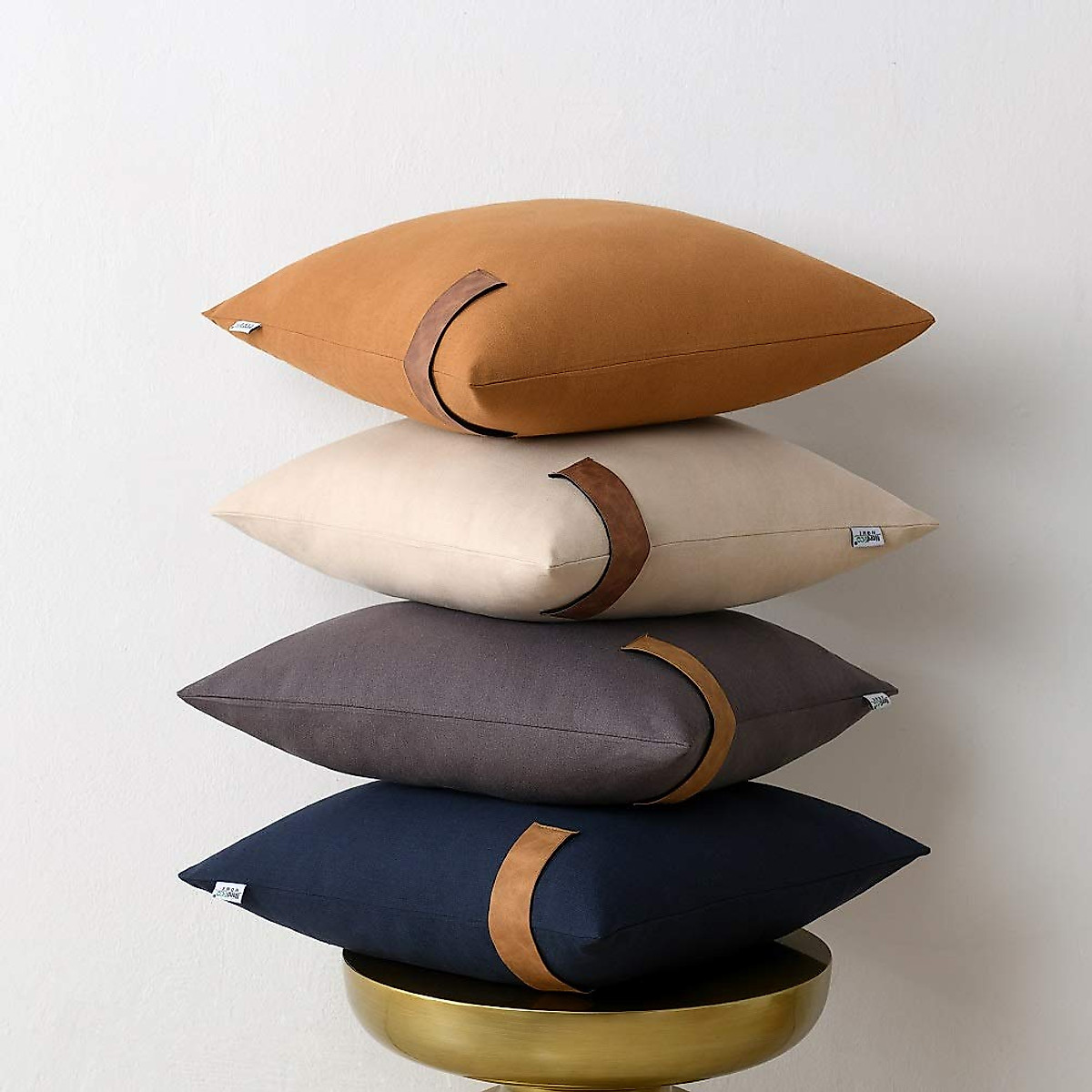 NordECO HOME Set of 2 Throw Pillow Covers - 100% Cotton Soft Decorative Cushion Covers for Bed Home Decoration, 18 x 18, Grey