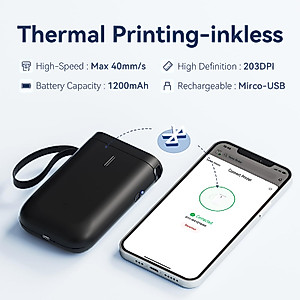 NIIMBOT D11 Label Maker Machine with Tape, Portable Bluetooth Thermal Label Printer Wireless Connection Rechargeable Labeler for Home Office Small Business Storage Organizing, Black