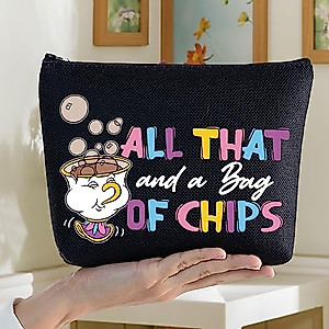 BWWKTOP Mrs. Potts And Chip Makeup Bag Beauty Beast Inspired Gifts All That And A Bag Of Chips Makeup Zipper Pouch Bag Chip Merchandise (Bag Of Chips BL)