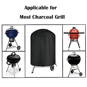 Twopone Charcoal Grill Cover, BBQ Grill Cover for Weber Charcoal Kettle, Heavy Duty Waterproof Outdoor Smoker Cover, Round Grill Cover for Most Charcoal Grill-30 D x 28" H
