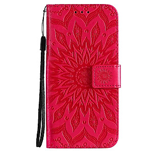 Fansipro Phone Cover Wallet Folio Case for Oppo Reno 6 PRO Plus 5G, Premium PU Leather Slim Fit Cover for Reno 6 PRO Plus 5G, 2 Card Slots, Exact Fitting, Red