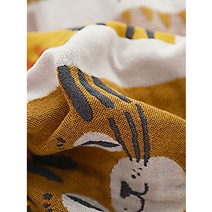 MEJU Cat Kitty Kids Girls Cute Blanket Throw for Bed Sofa Couch,100% Combed Cotton 4 Layer Soft Warm Quilt Throw Blanket Cartoon Bed Coverlet Twin 60" X 80"