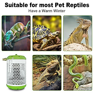 Magoog Ceramic Heat Lamp Bulb with Lampshade, Reptile Heat Lamp with Guard, Adjustable Heat Lamp from 0-100W, Reptile Heat Lamp for Bearded Dragon, Turtle, Snake, No Light Only Heat(Small)