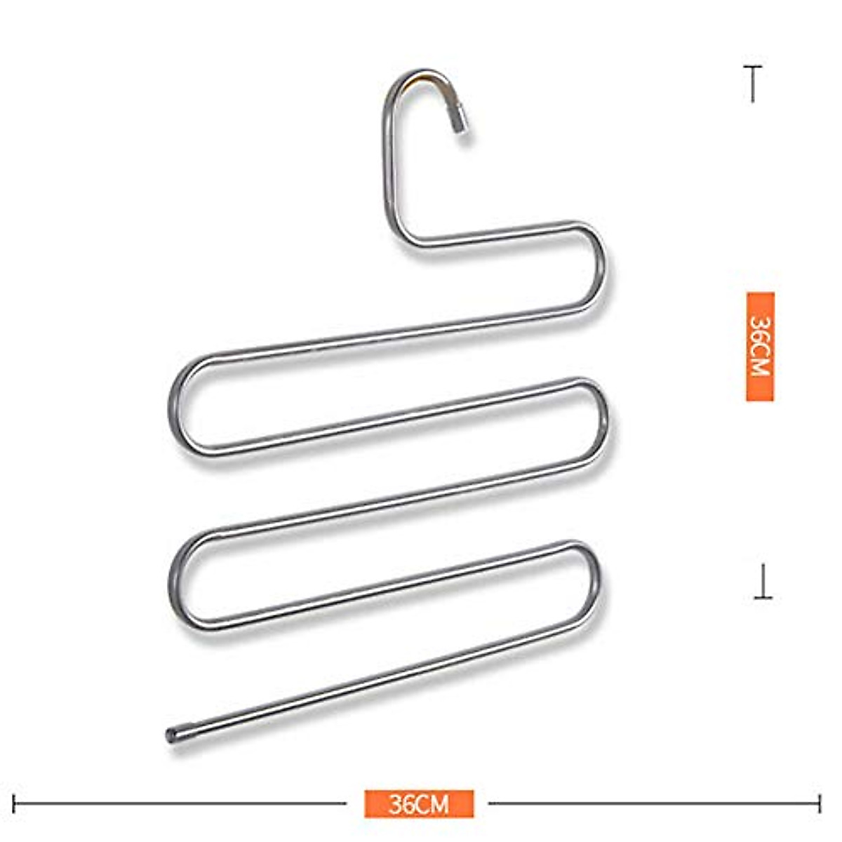 Gnc33Ouhen Pants Hangers,S Shaped Stainless Steel 5-Layer Wardrobe Anti-Slip Saving Space rousers Storage Rack.