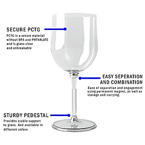 Transparent Portable Collapsible Wine Glass | Unbreakable, Shatterproof Clear Plastic Wine Glass | BPA FREE, Dishwasher Safe, Detachable Stem Wine Cup | Perfect for Camping, Outdoor, and Travel