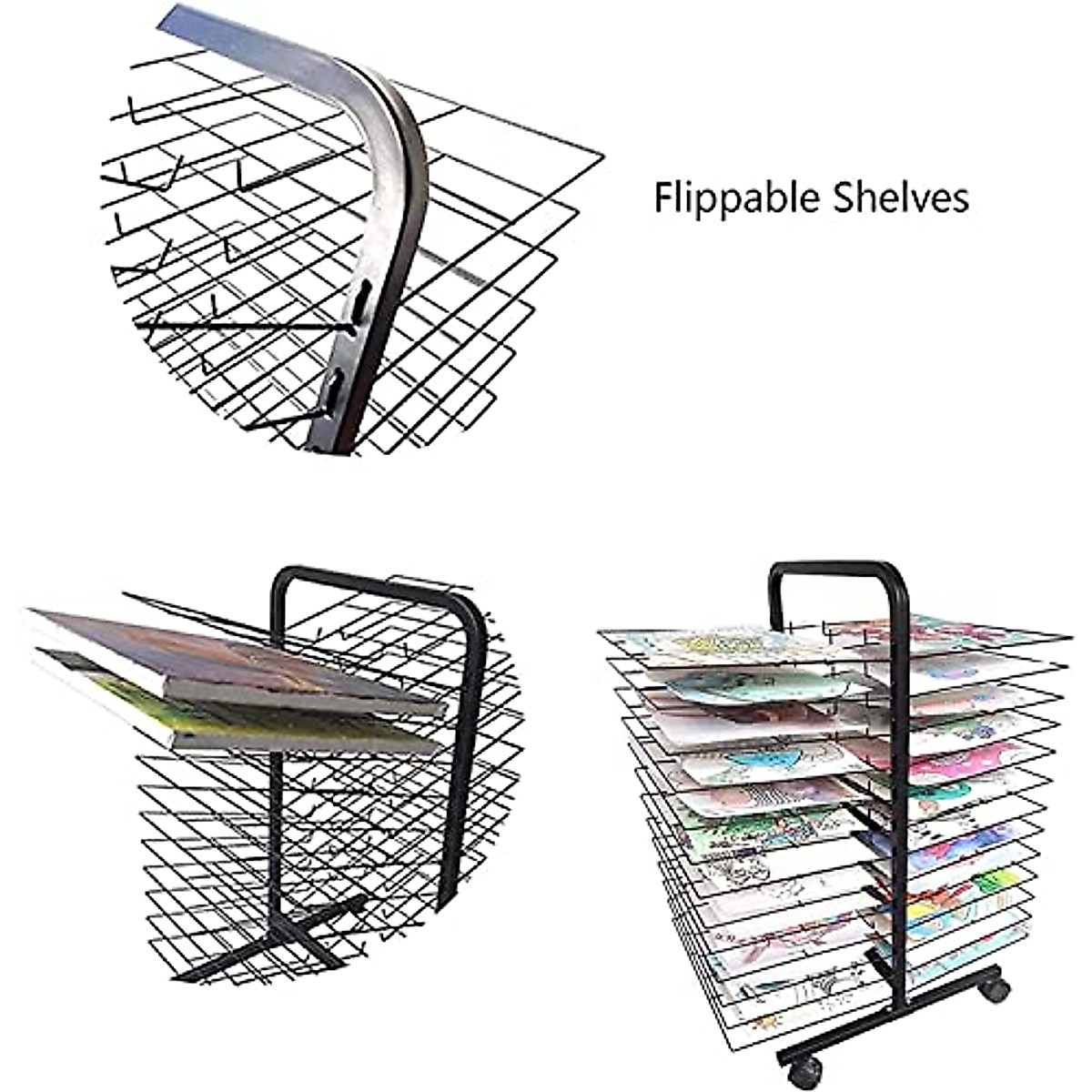 CENAP Art Drying Rack, Mobile Drying Rack for Artwork with Wire Rack, Mobile Classroom, Art Studio, Drying and Printing Rack (Size : 50-Layer)