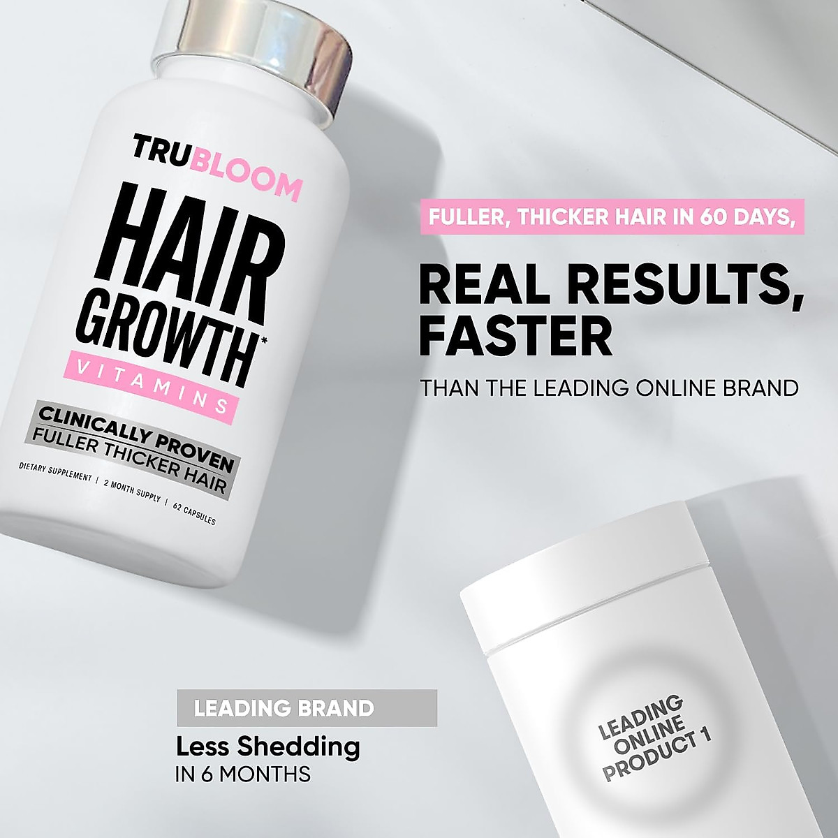 St. Tropica Tru Bloom Hair Growth Vitamins - 2 Month Supply. Clinically Proven for Fuller, Thicker Hair. Natural & Drug-Free. Ultimate Hair Vitamins for Proven Results