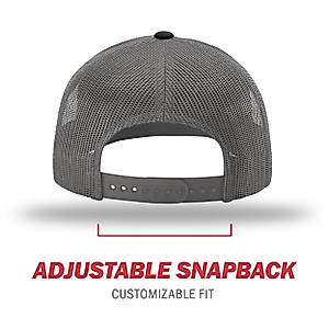 Richardson Unisex 112 Trucker Adjustable Snapback Baseball Cap, Split Black/Charcoal, One Size Fits Most
