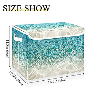 xigua Foldable Storage Bins with Lids and Handles Large Storage Baskets Blue Pacific Ocean Basket for Bedroom,Living Room,Closet,Shelves 16.5x12.6x11.8 In