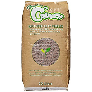 Hydro Crunch DBAUS888 Expanded Clay Growing Media Hydroponic 50 Liter 8 mm Aggregate Pebbles Pellets, Brown