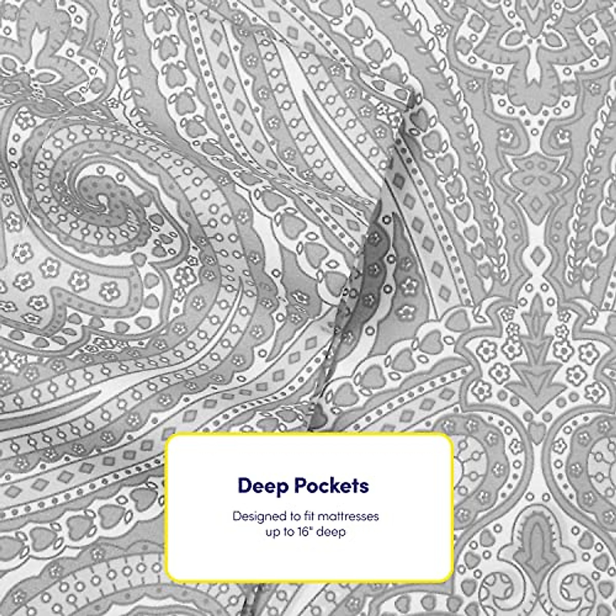 Queen Sheets Paisley Grey - 6 Piece 1500 Supreme Collection Fine Brushed Microfiber Deep Pocket Queen Sheet Set Bedding - 2 Extra Pillow Cases, Great Value, Queen, Paisley Gray