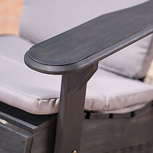 Christopher Knight Home 304632 Nelie Outdoor Acacia Wood Adirondack Chairs (Set of 2), Grey Cushion, Dark Gray, Gray