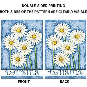 LAYOER home Garden Flag 12.5 x 18 inch Small White Daisies Flower Blue Spring Summer Double Sided Farmhouse Yard Outdoor Banner
