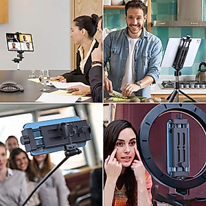 KDD iPad Tripod Mount Adapter with Ball Head, Fully Metal iPad Holder for Tripod, Phone Tablet Mount Stand Compatible with iPad Pro 12.9, iPad Air 2 3 4, iPad Mini, Galaxy Tab, iPhone (4-15”)