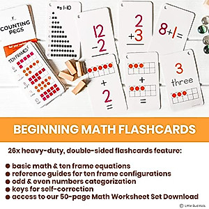 LITTLE BUD KIDS Counting Pegs - A Ten Frame Math Manipulatives Number Montessori Toy for Toddlers & Kindergarteners
