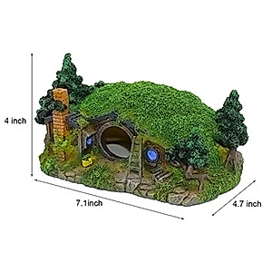 Ulifery Hobbit House Fish Tank Decorations, Natural Aquarium Ornament Cave Reptile Hole Shelter for Betta Hiding/Miniature Garden, Small