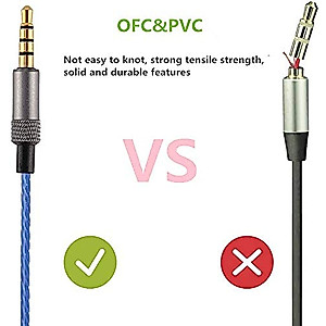 Learsoon Replacement Sol Republic Headphones Cord Aux Cable Compatible with Sol Republic Master Tracks HD HD2 Sol Republic V8 V10 V12 X3 Headsets(Blue with MIC)
