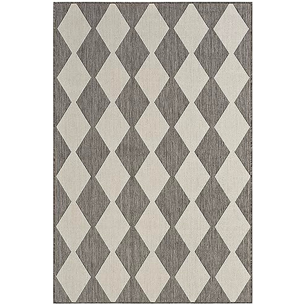 Nourison Positano Indoor/Outdoor Charcoal 4' x 6' Area Rug, Easy Cleaning, Non Shedding, Bed Room, Living Room, Dining Room, Backyard, Deck, Patio (4x6)