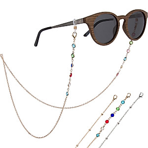 Sidelinx Glasses Chain (3 Pack) - Gold and Silver Eyeglass Chains - Glasses Strap for Women - Beaded and Gemstone 3 Pack